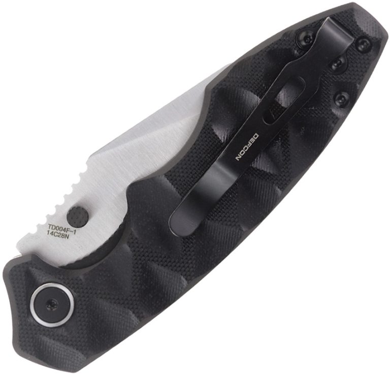 Defcon Revive TD004F-1 navaja de bolsillo negra 14C28N G-10 Linerlock ...